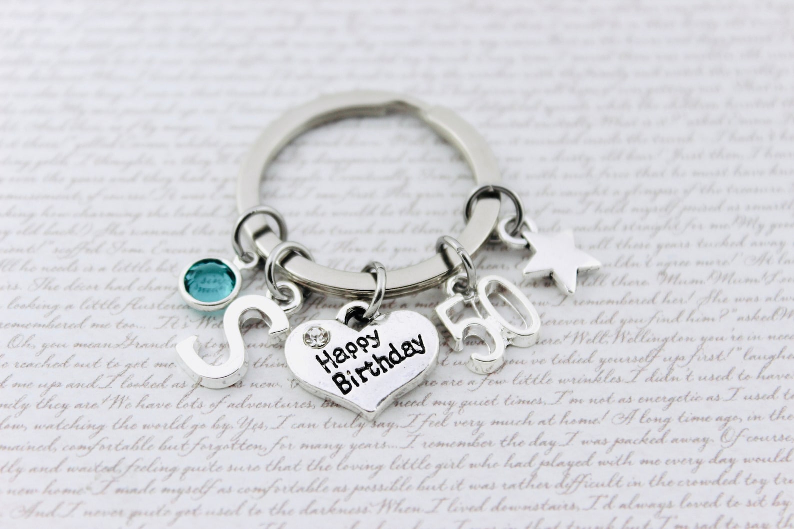 50th Birthday Keyring, Happy Birthday 50, Personalised Milestone Age ...