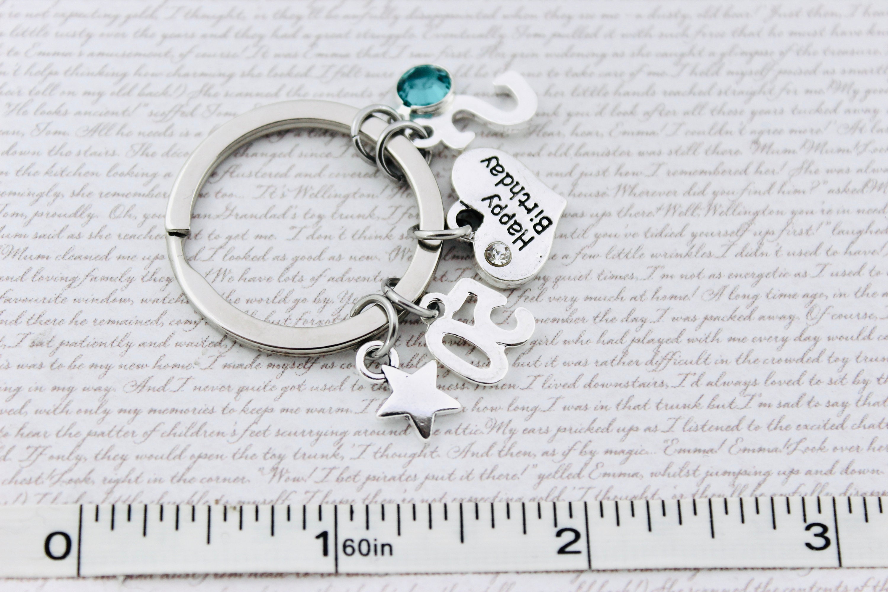 50th Birthday Keyring, Happy Birthday 50, Personalised Milestone Age ...