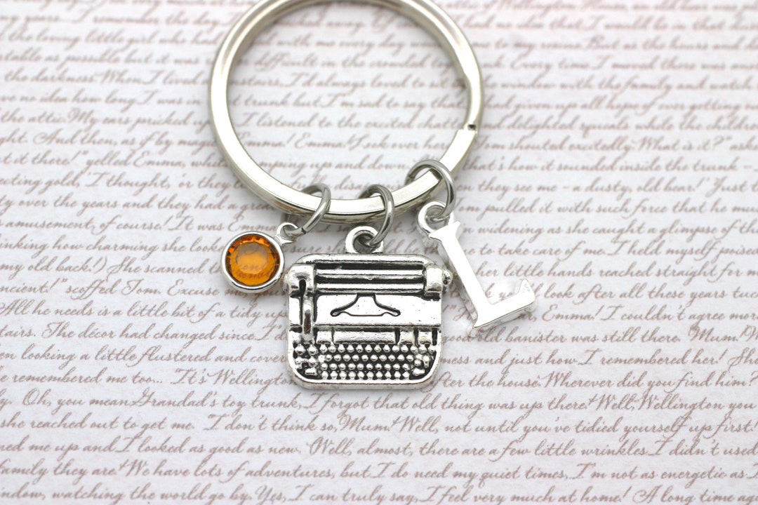 Typewriter Keyring, Writer Gift, Author, Poet, Writing, Book Club ...