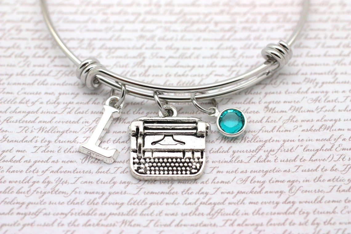 Typewriter Charm Bracelet Writer Gift Author Poet Writing | Etsy