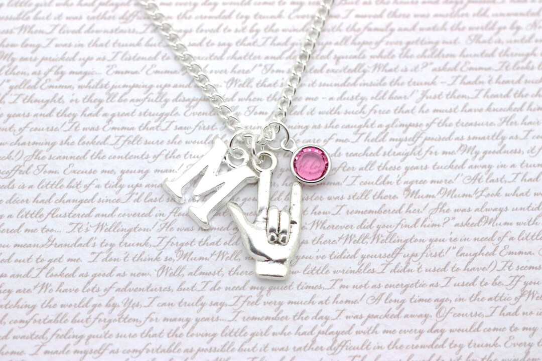 ASL I Love You Charm Necklace, Sign Language Jewelry, BSL, Love Symbol ...
