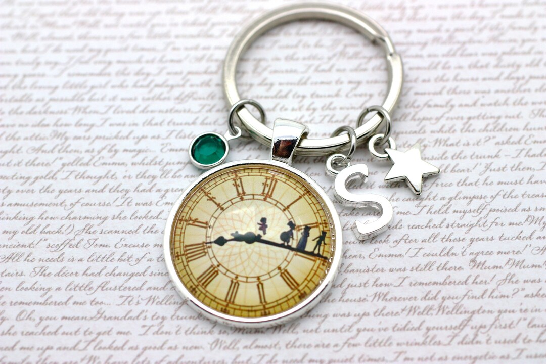 Personalised Peter Pan Illustration Keyring, Tinker Bell Silhouette ...