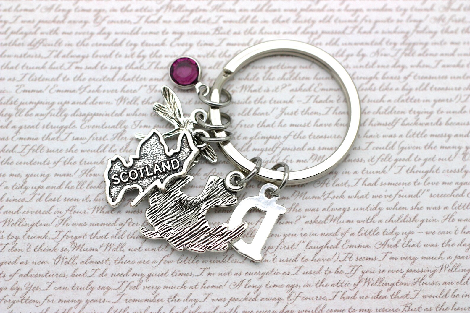 Scottish Highlands Keyring Scotland Map Thistle Charm | Etsy