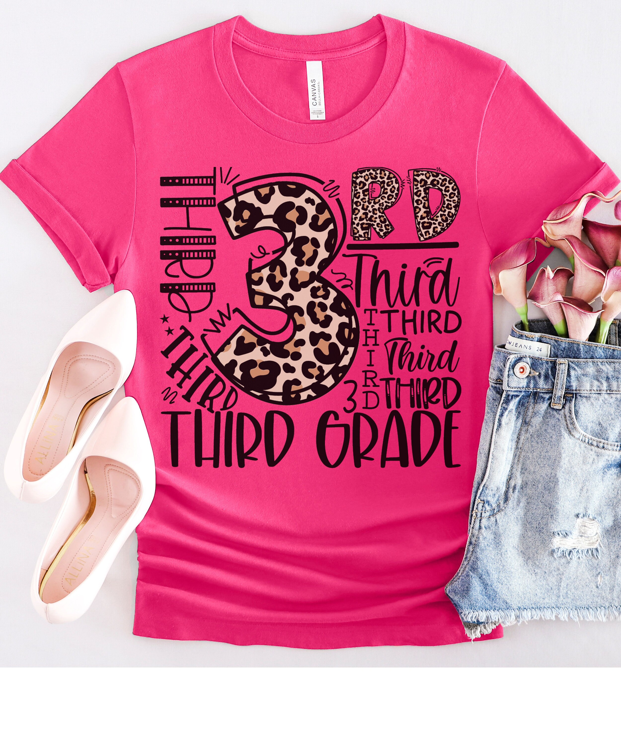 3rd Grade Teacher Shirt: Leopard Print Letters, Educator Gift - Etsy