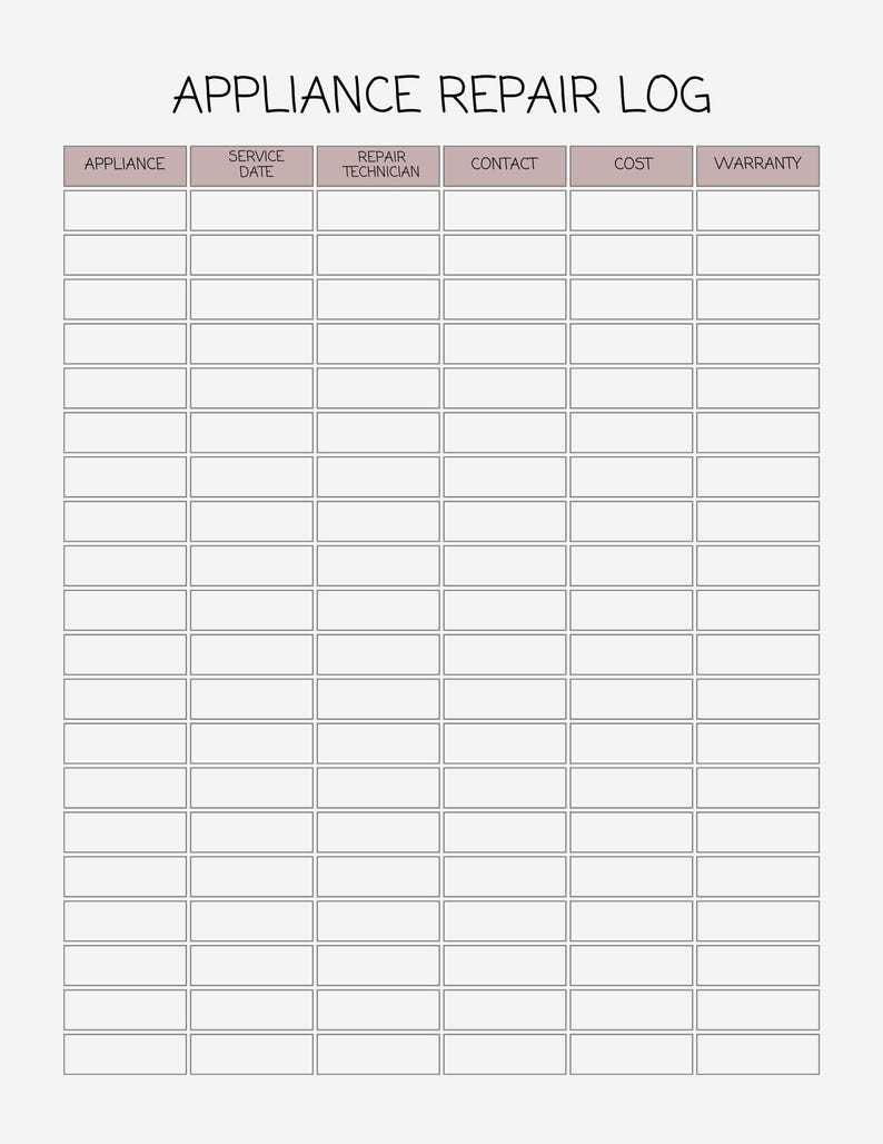 Printable Home Maintenance Planner: Cleaning Checklist, Repair Tracker ...