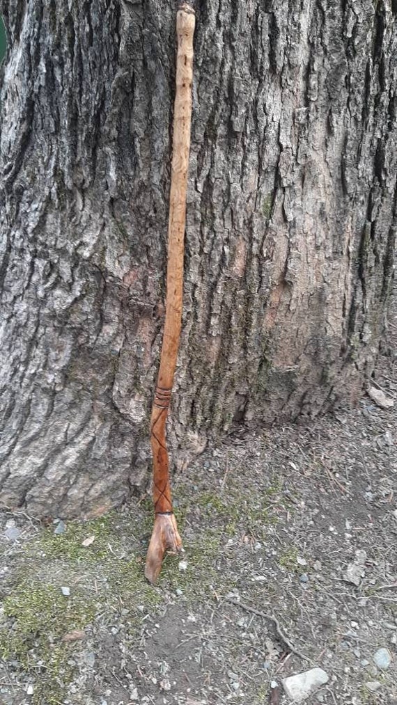 Cosplay Handmade Wand 22 Inches Curved Handle Pyrography - Etsy