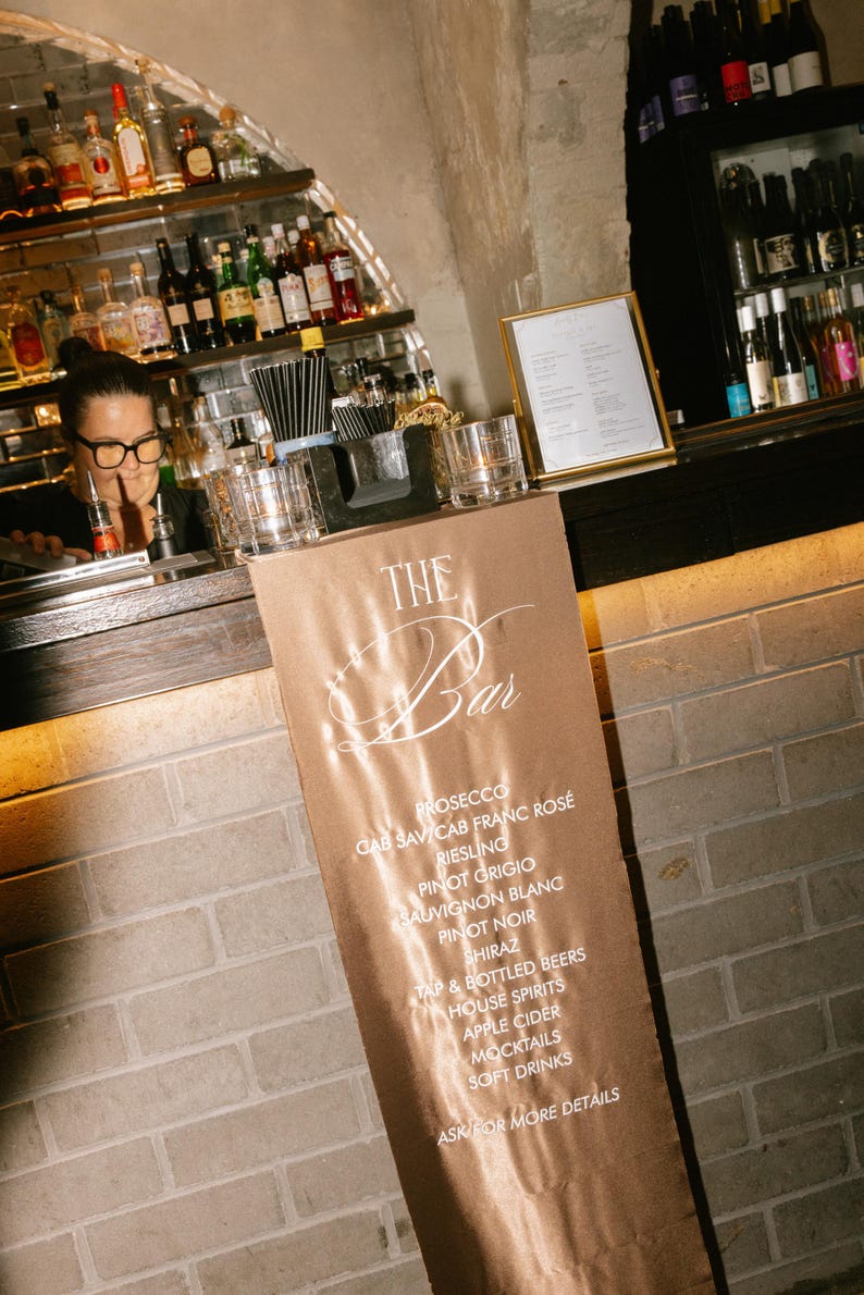 Custom Satin Bar Menu Sign – Wedding Reception, Birthday Event - Etsy ...