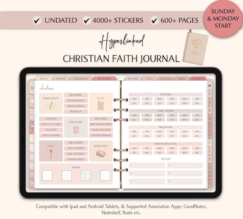 Christian Planner, Daily Digital Planner, Prayer Journal Digital Bible ...