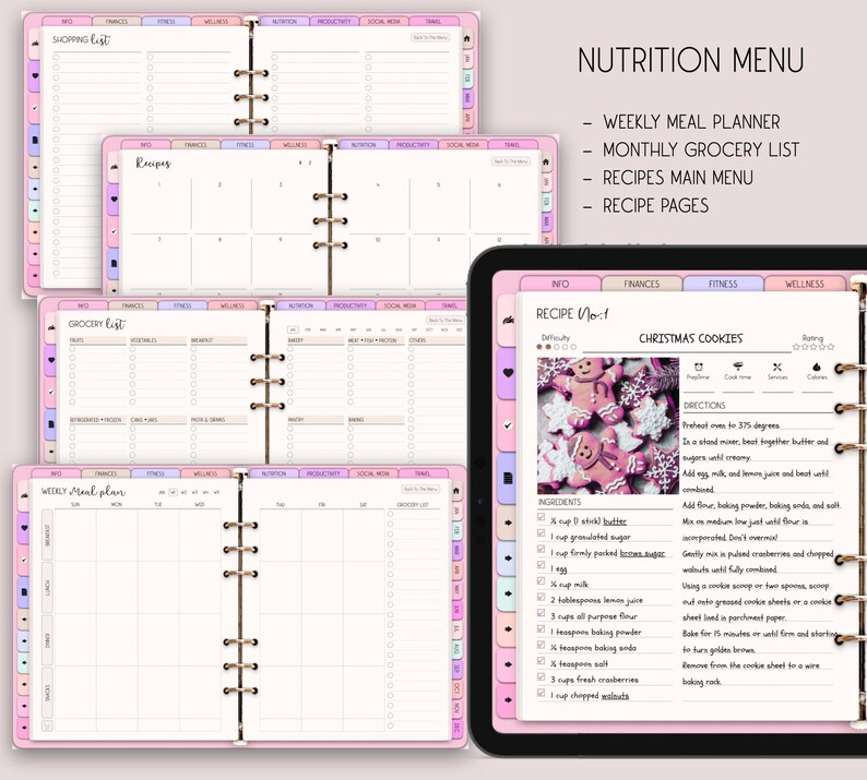 Dark Mode Digital Planner, Digital Life Planner, Undated Digital ...