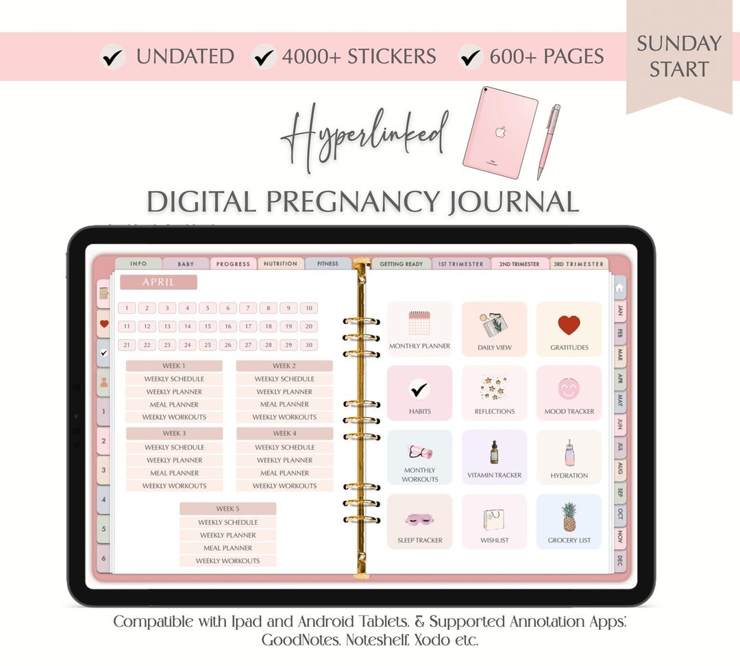 Ultimate Pregnancy Digital Planner: Baby Journal, Goodnotes Template ...