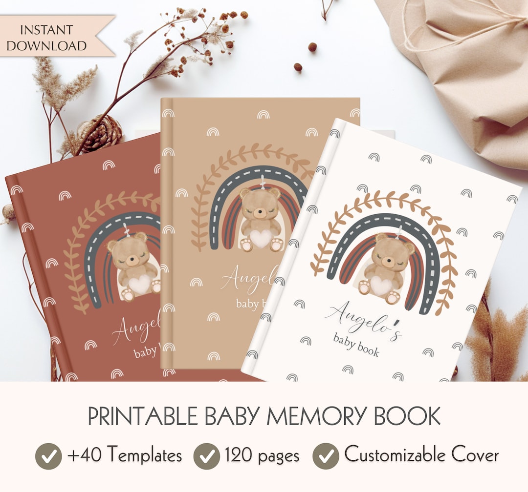 Baby Journal Printable - Customizable Cover - Printable Baby Book Pages ...
