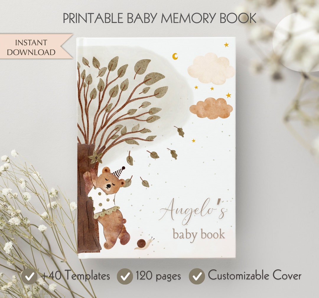 Baby Journal Printable - Customizable Cover - Printable Baby Book Pages ...