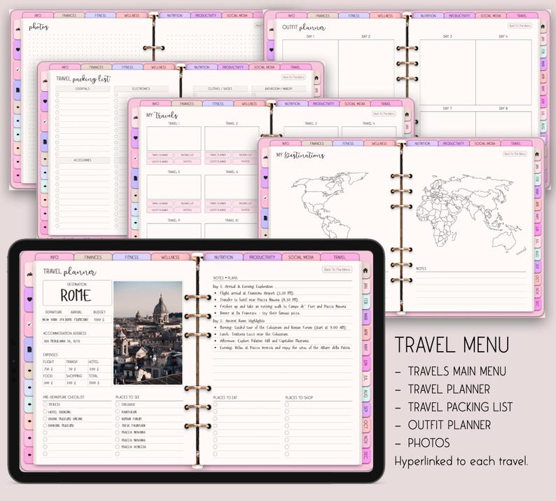 Dark Mode Digital Planner, Digital Life Planner, Undated Digital ...