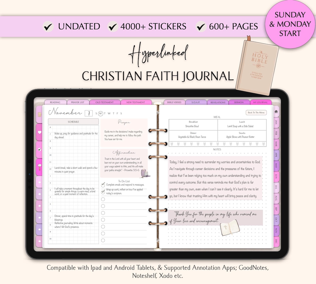 Christian Planner, Daily Digital Planner, Prayer Journal Digital Bible ...