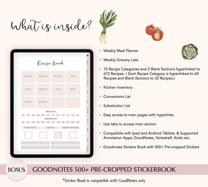 Digital Recipe Book, Digital Meal Planner, Digital Recipe Journal ...