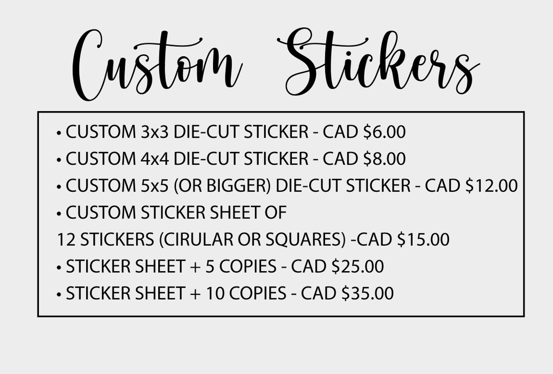 Custom Stickers/decals 3x3, 4x4, 5x5, or a Sticker Sheet - Etsy