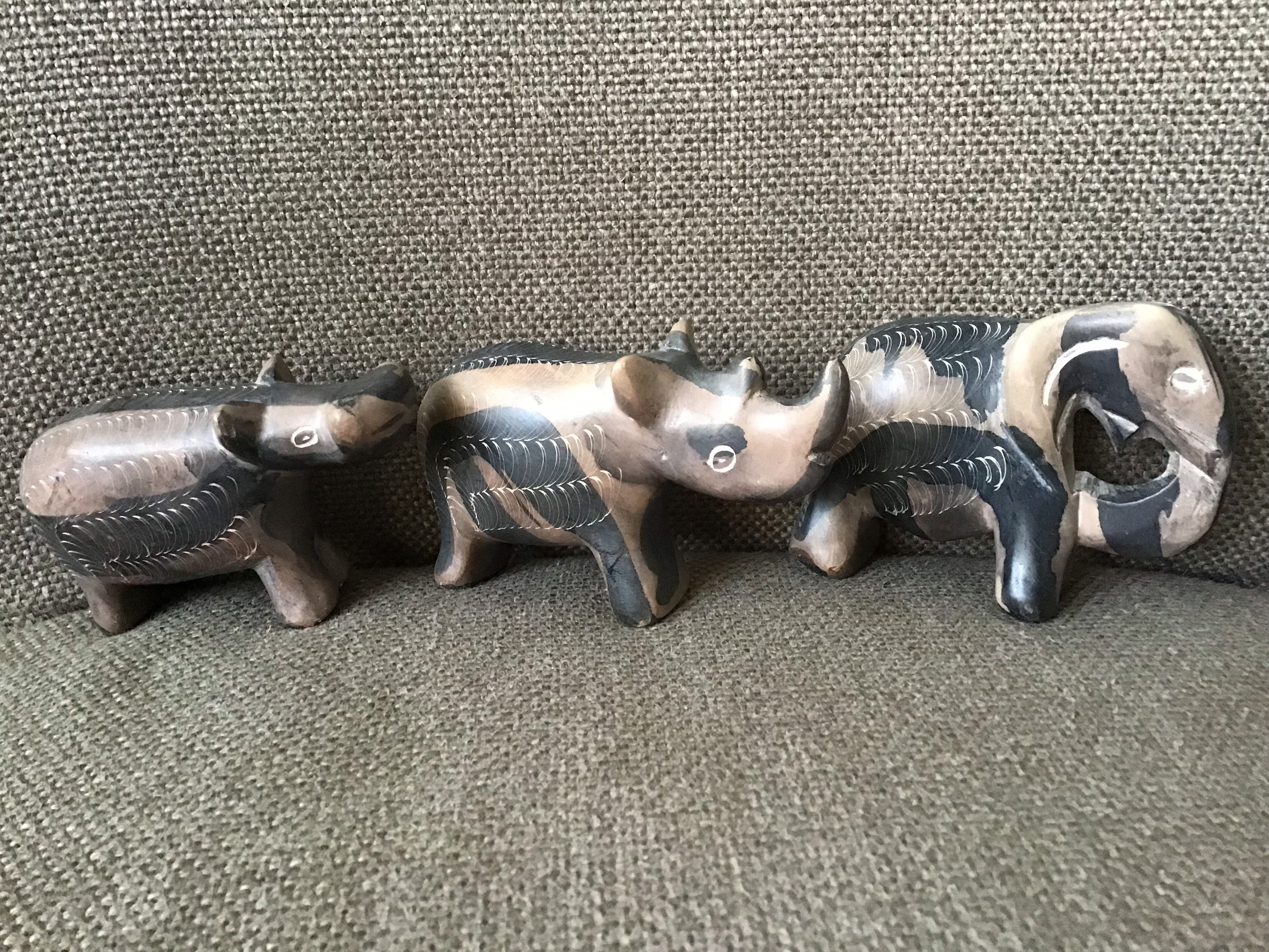 Trio of Hand Carved Soapstone Animals 6 Cms H - Etsy