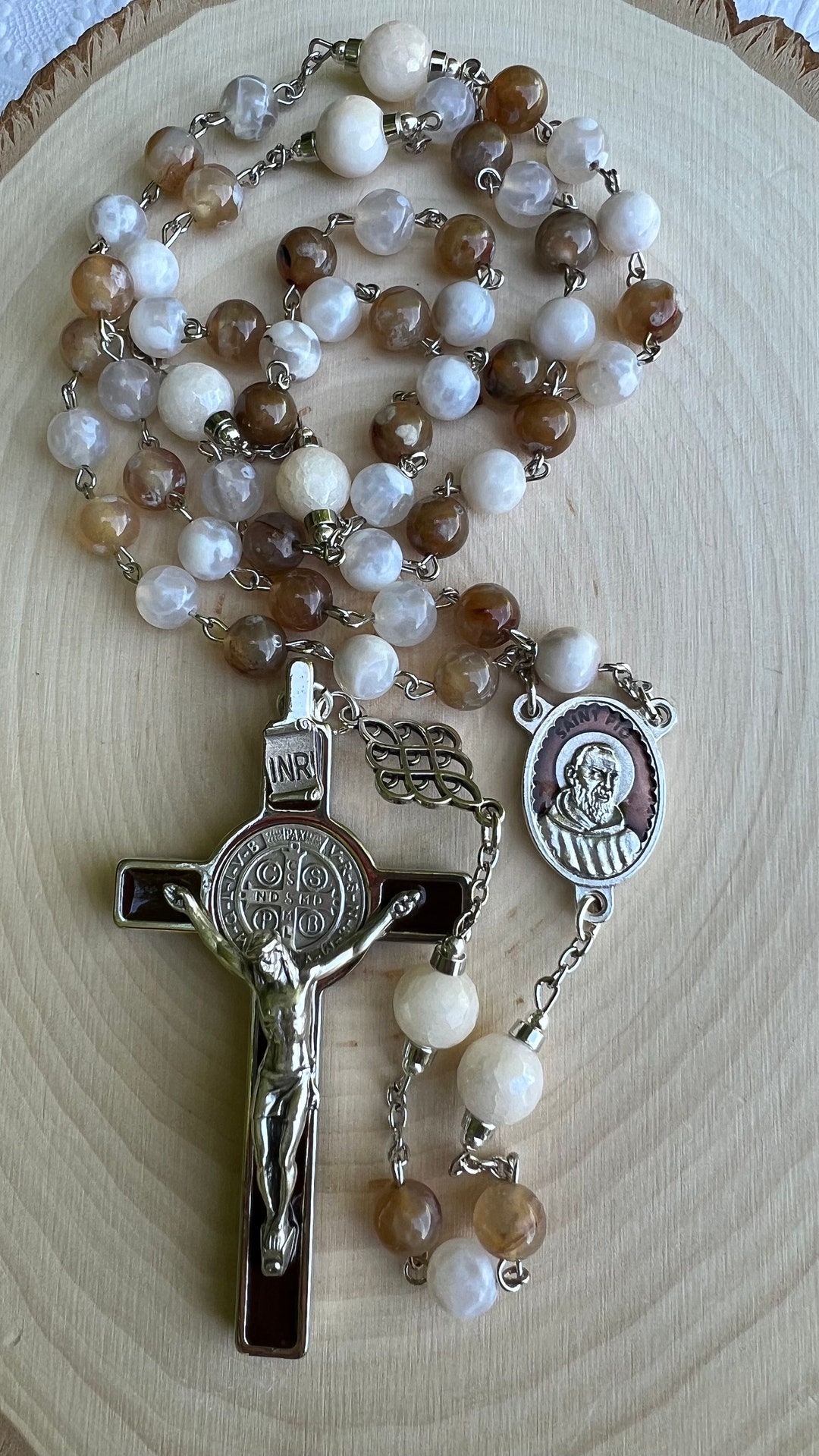 Father Pio Rosary, Padre Pio Necklace, Catholic Rosary, Earth Rosary ...