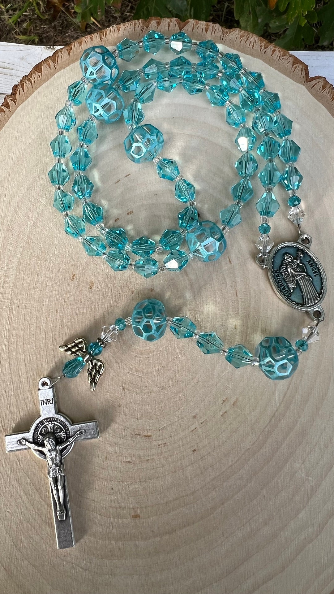 Guardian Angel Catholic Rosary, Light Blue Rosary, Light Blue Rosary ...