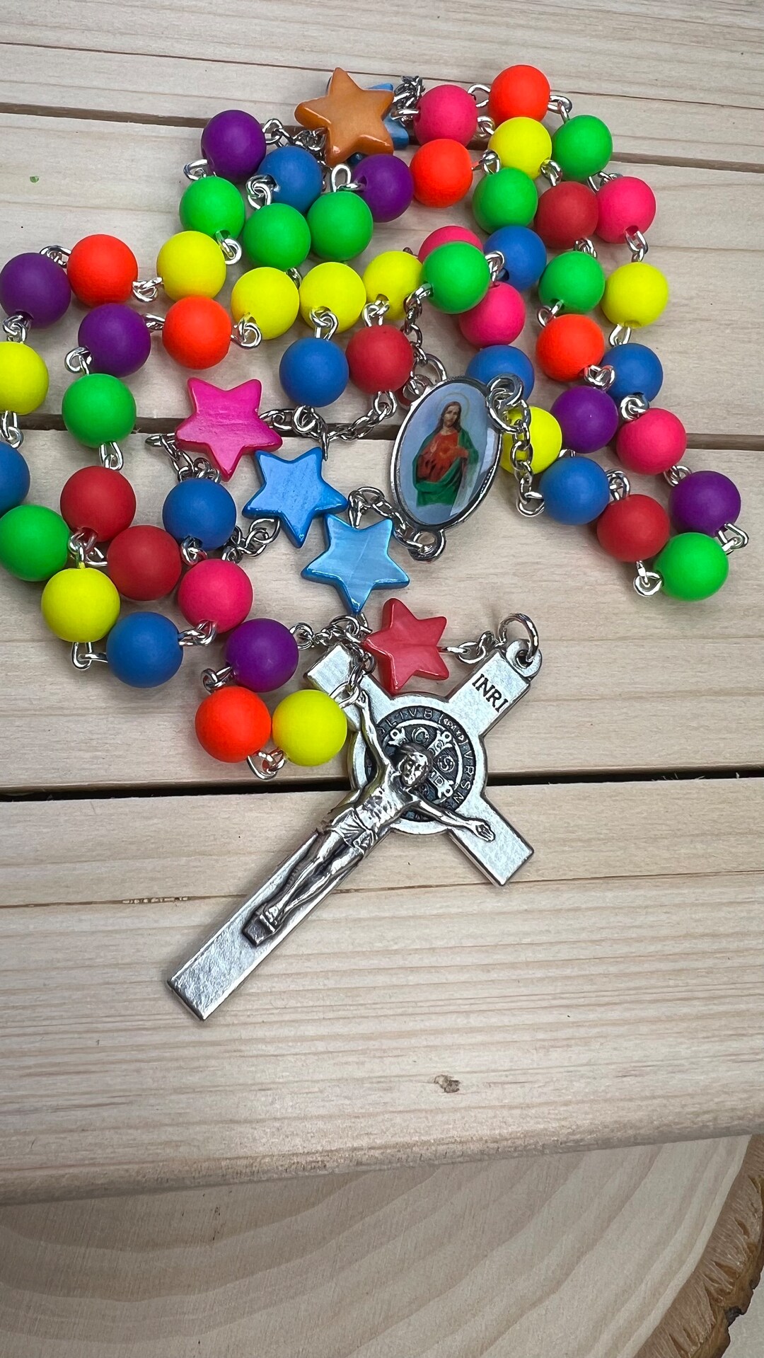 Sacred Heart of Jesus Beautiful Rosary / Colorful /my First Rosary ...