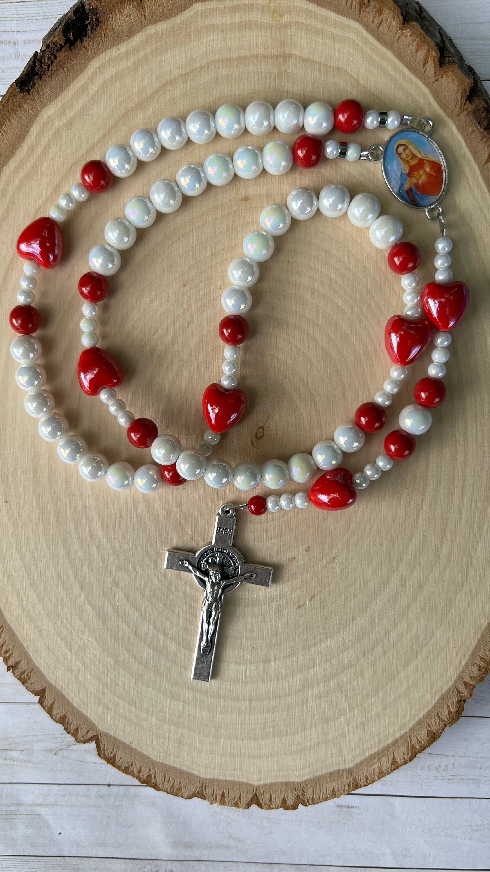 Beautiful Rosary to Sacred Heart of Mary/rosaries/catholic Rosary Beads ...