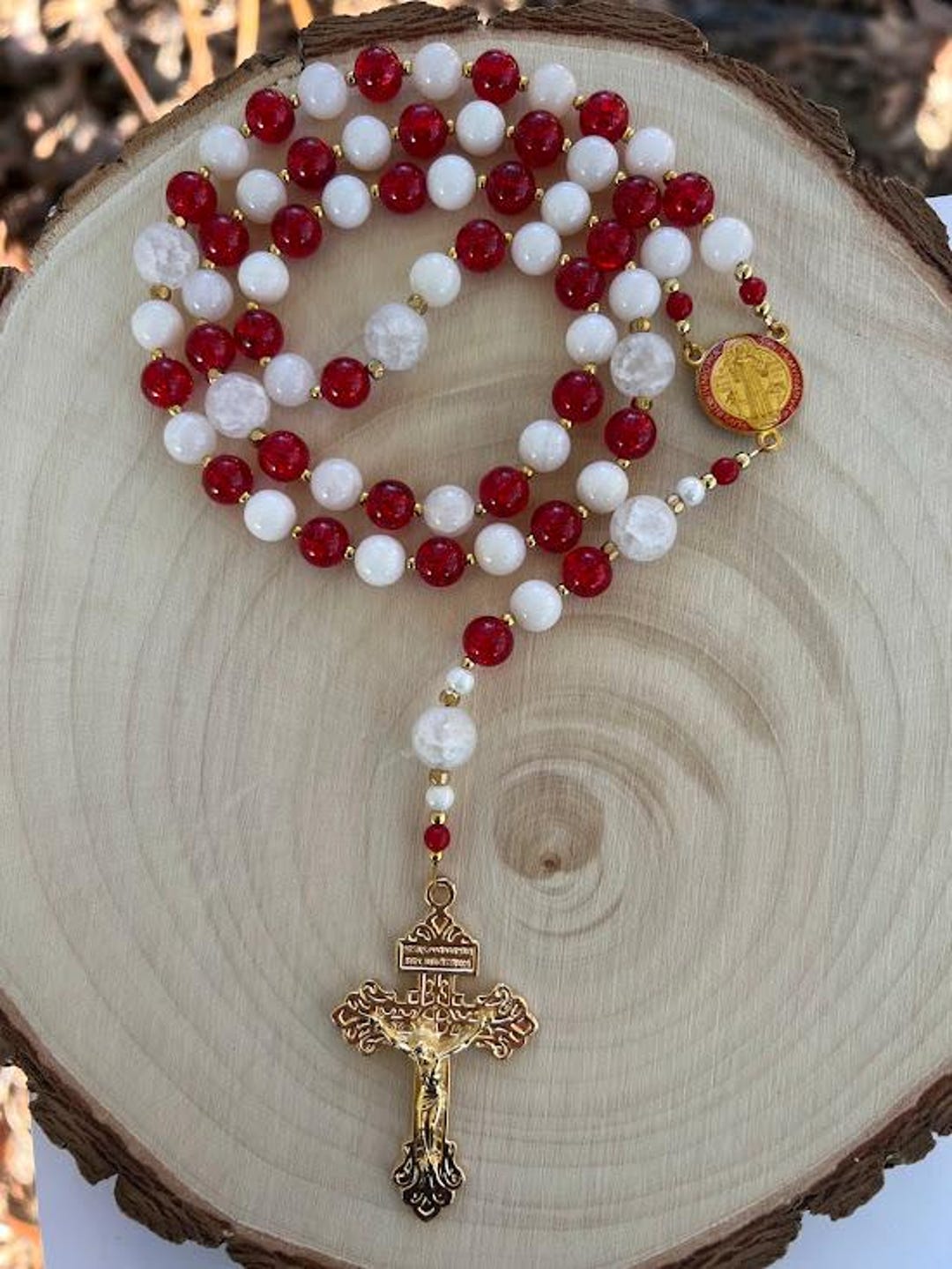 Precious Blood of Jesus Rosary, Saint Benedict Medal, Red and Rosary ...