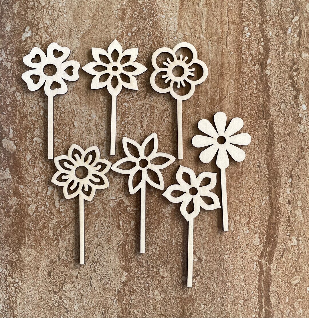 Lasered Wood Flower Cupcake Toppers: Spring Party Decor - Etsy