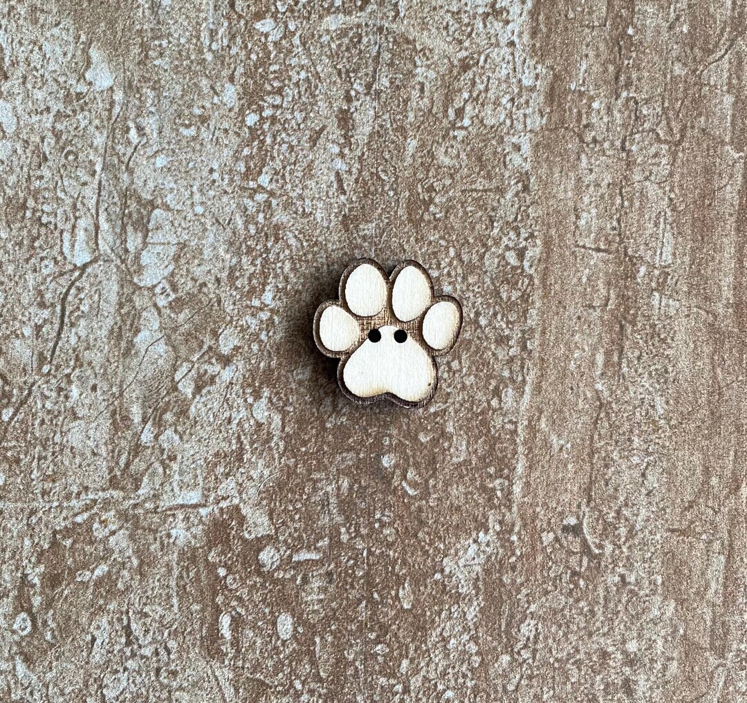 Paw Print Buttons Wood Laser Cut 1 Inch / Wood Dog Cat Animal Paw ...