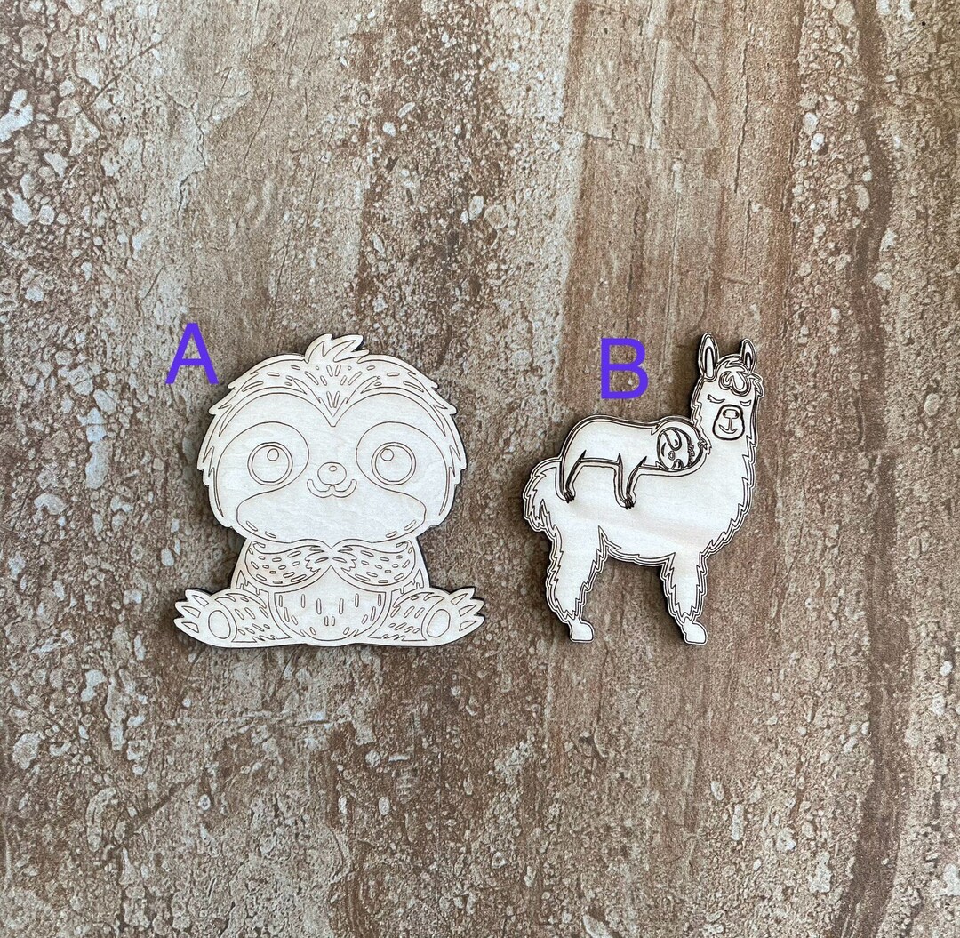 Wood Sloth Cutout, Unfinished Wood Sloth Laser Cut Shape - Etsy