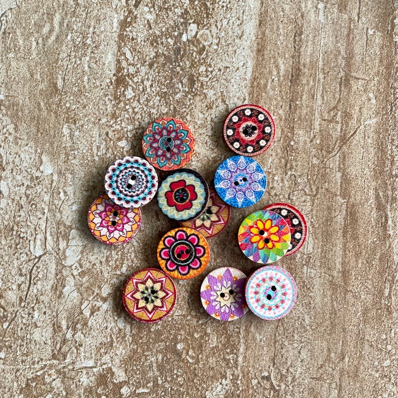 Painted Wood Buttons - Etsy