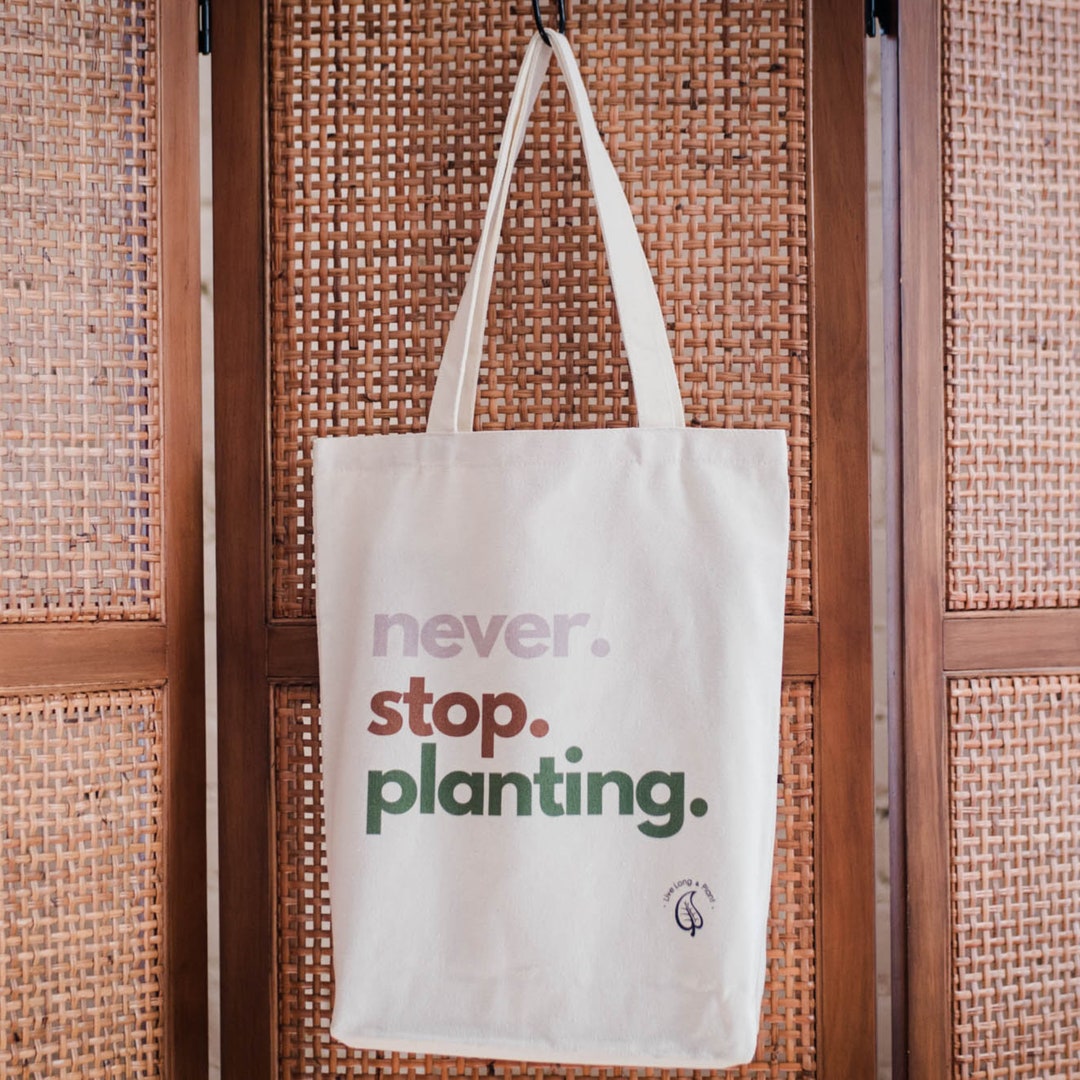 Plant Tote Bag, Green Leaf Pattern, Eco-friendly Shopper, Floral Art ...