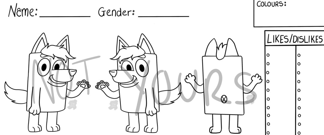 Make Your Own Bluey Character reference Sheet Base - Etsy