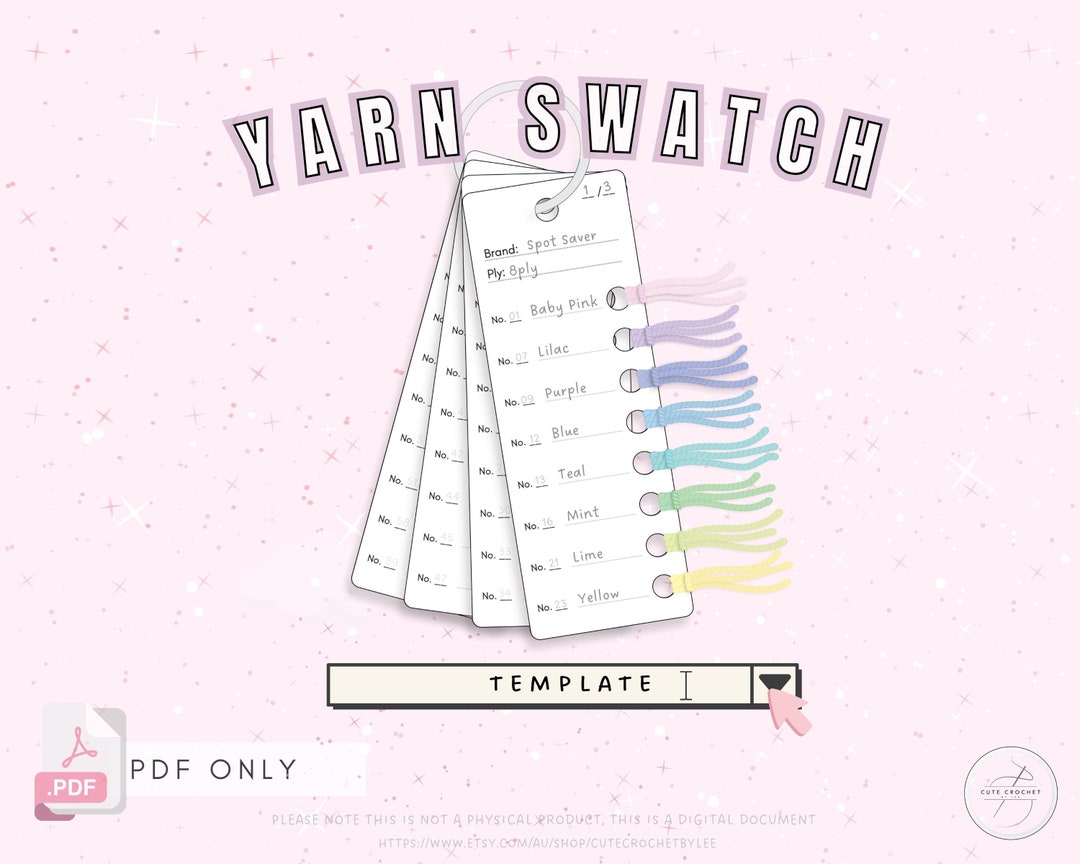 Yarn Swatch Card Inventory Template (DIGITAL DOWNLOAD PDF) Style 2 - Etsy