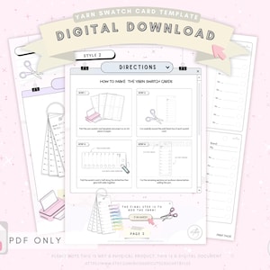 Yarn Swatch Card Inventory Template (DIGITAL DOWNLOAD PDF) Style 2 - Etsy