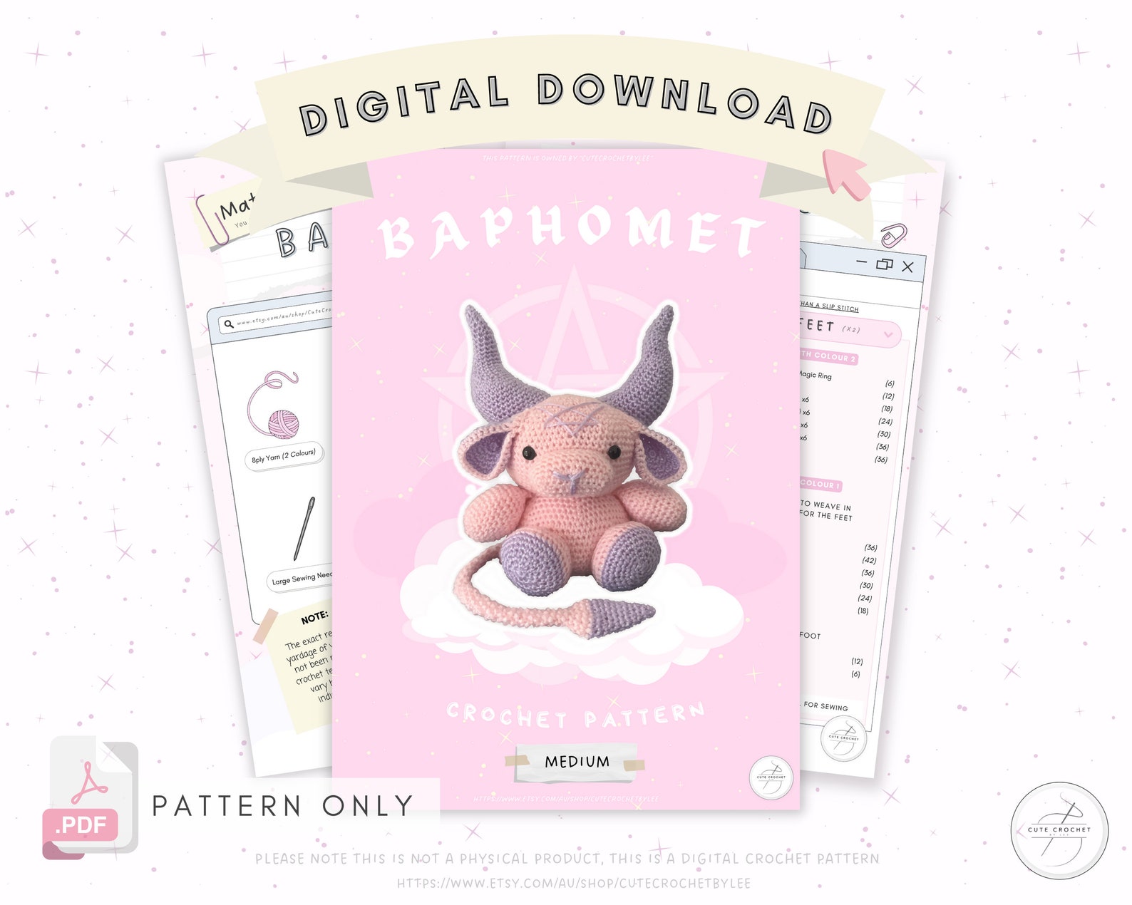 Baphomet Crochet Pattern Amigurumi Plush Toy Cow Devil Goth - Etsy Canada