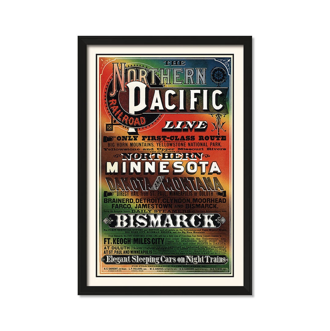 The Northern Pacific Line Vintage Railway Art 11 X 17 Vintage Wall Art ...