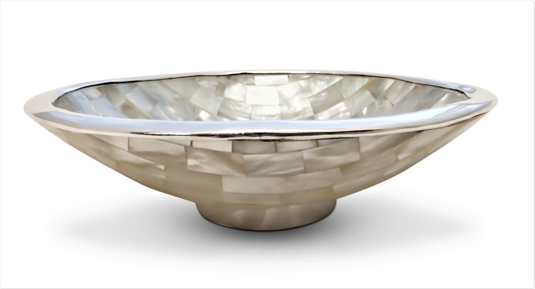 Large Laminated Mother of Pearl Dish With Sterling Silver Trim - Etsy