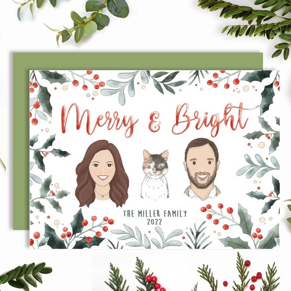 Holiday Card Family Drawing - Etsy