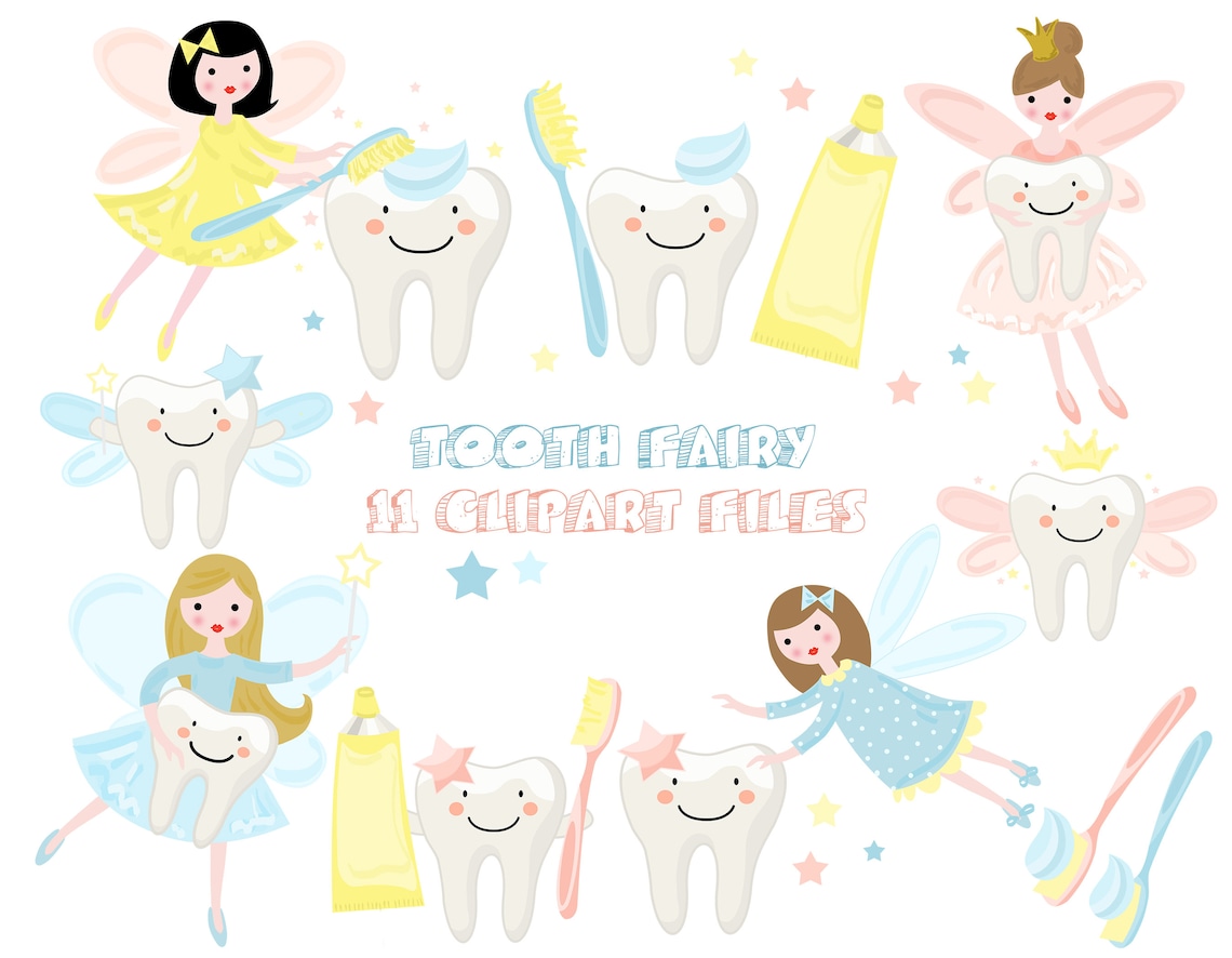 Tooth Fairy Clip Art, Tooth Clipart, Cute Fairy Character Graphic ...