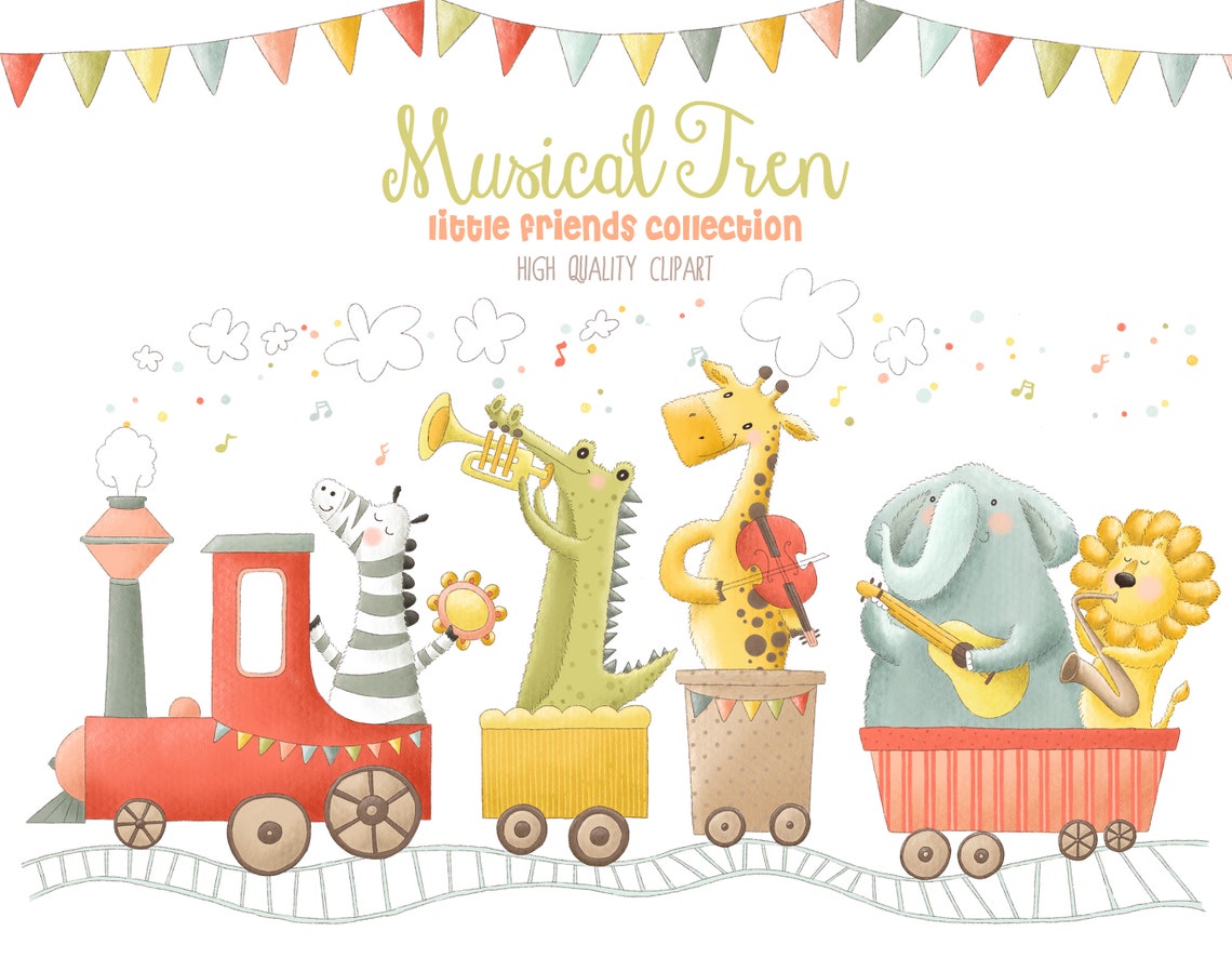 Train Clipart Music Clipart Train Watercolor Clipart - Etsy