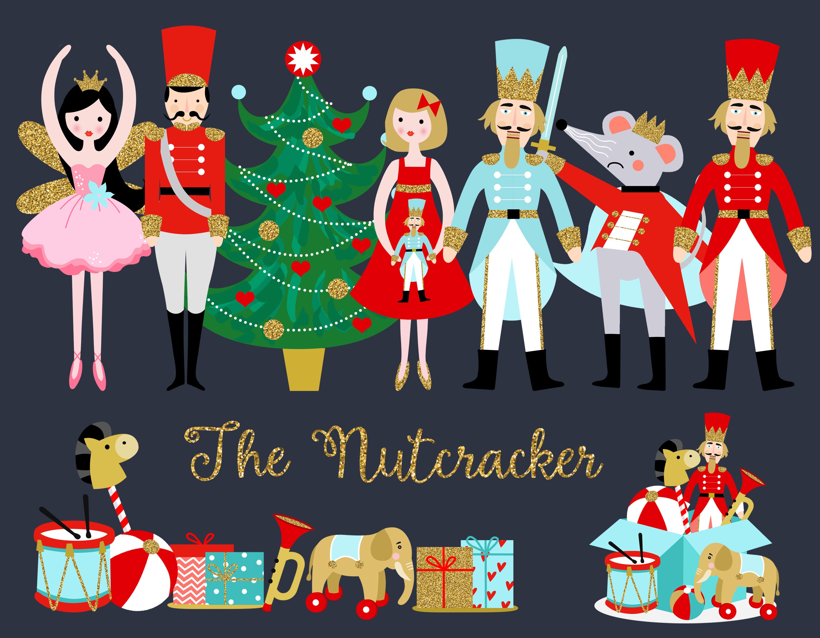 The Nutcracker Christmas Clipart, the Nutcracker Ballet Graphic ...