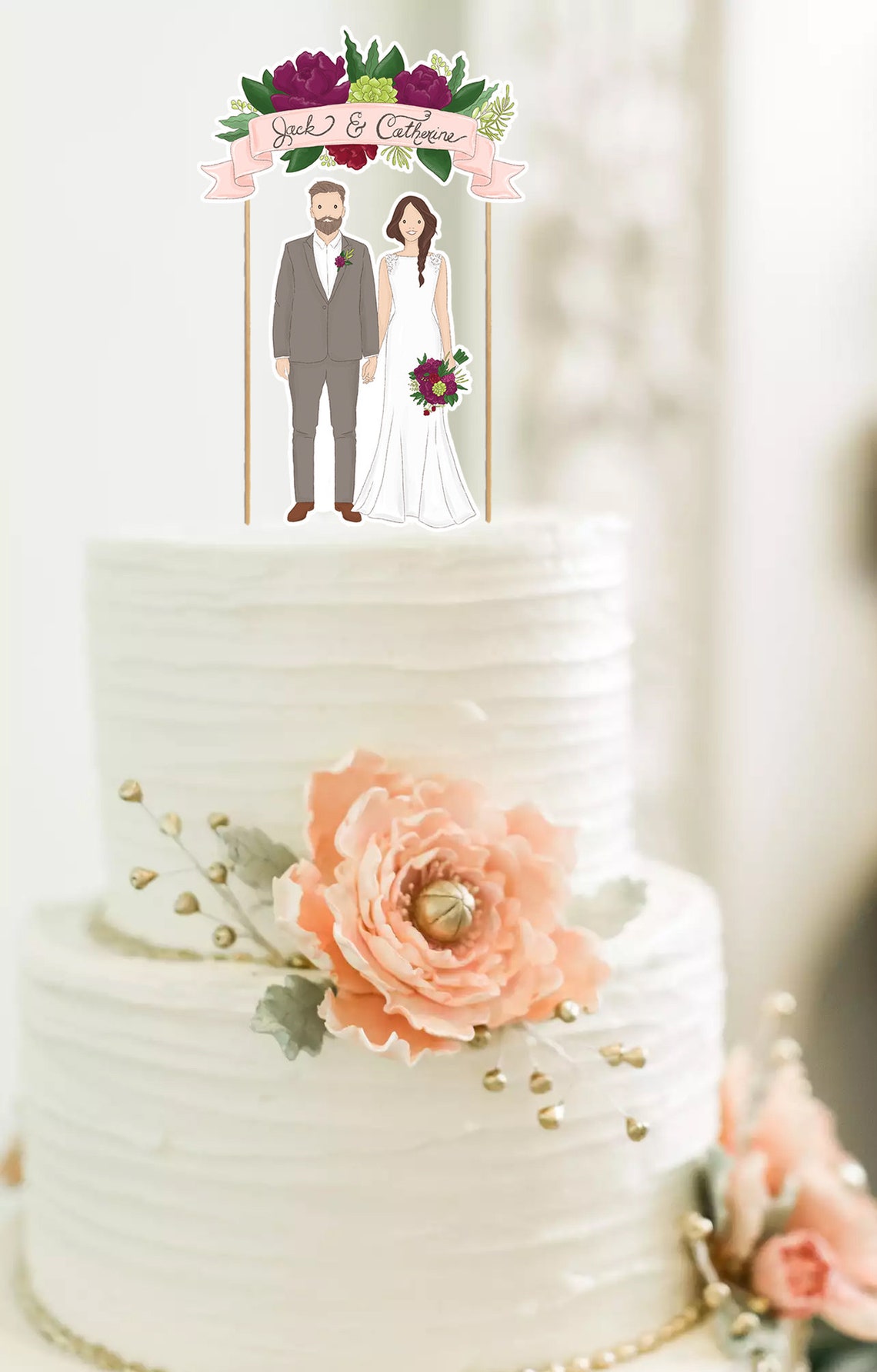 Wedding Couple Printable Cake Topper Bride and Groom Cake | Etsy