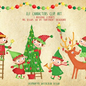 Christmas Elf Characters Clipart, Winter Holiday Santa’s Helpers Clip ...