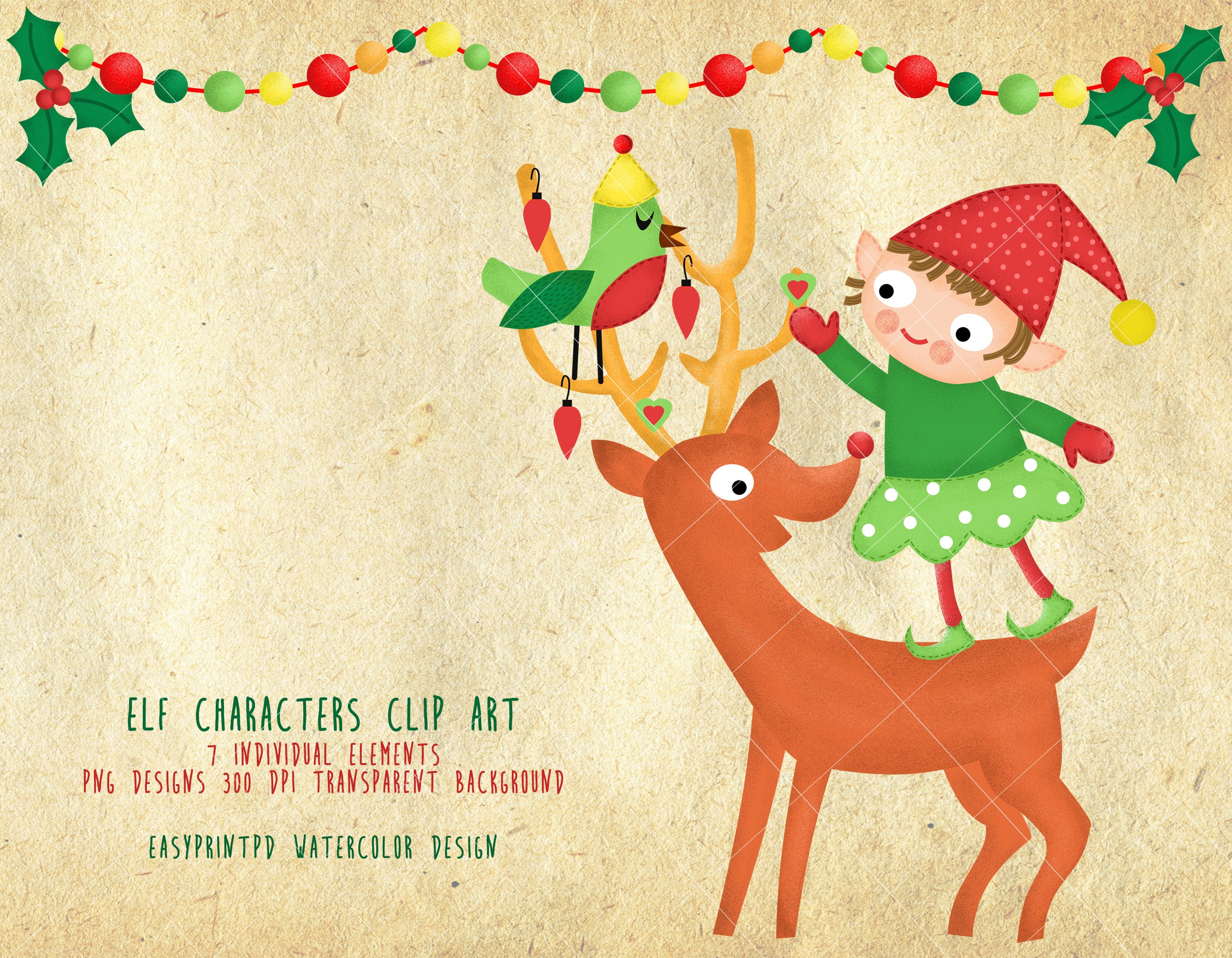 Christmas Elf Characters Clipart, Winter Holiday Santas Helpers Clip ...