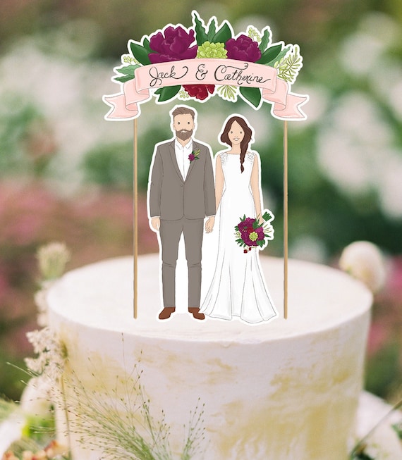 People Wedding Cake Topper Bride and Groom Wedding Cake - Etsy