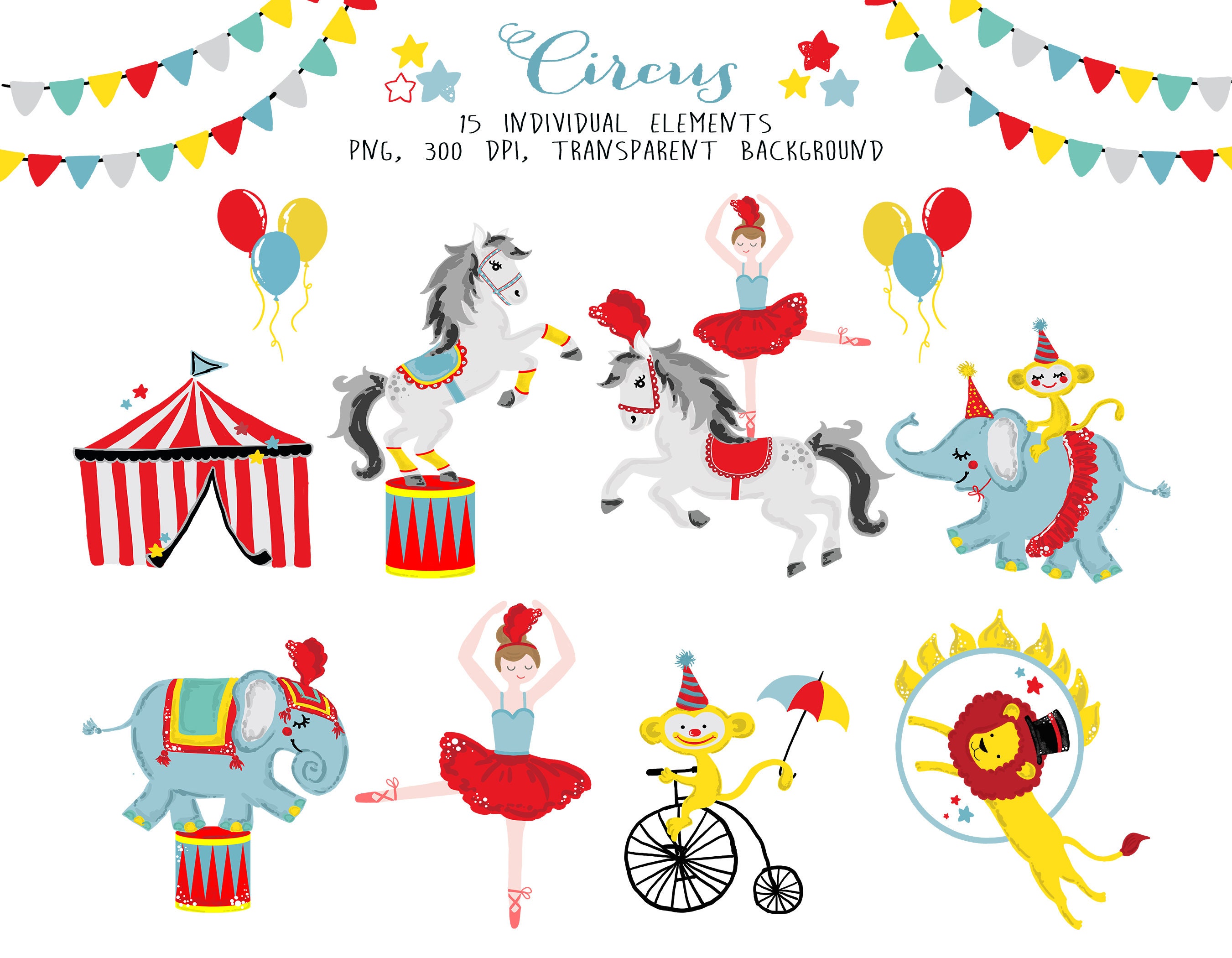 Circus Show Clipart, Circus Animals Clip Art, Carnival Celebration ...