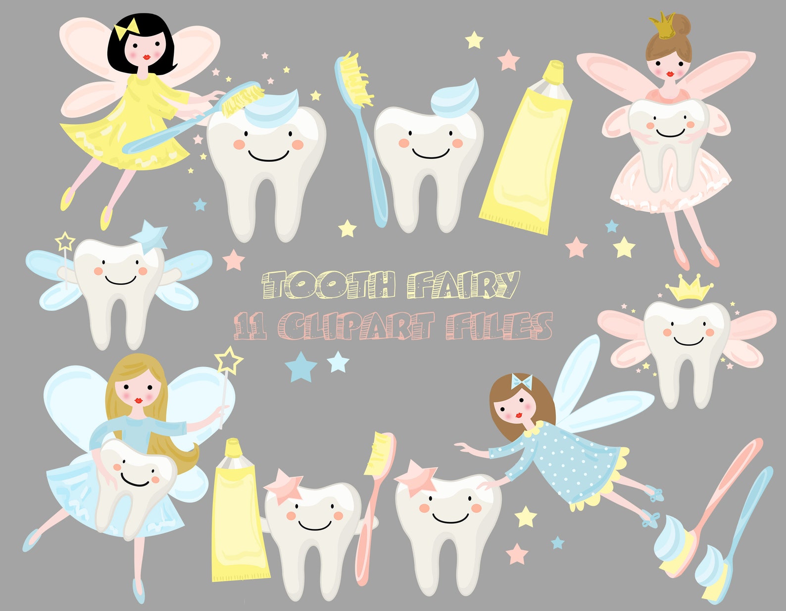 Tooth Fairy Clip Art, Tooth Clipart, Cute Fairy Character Graphic ...