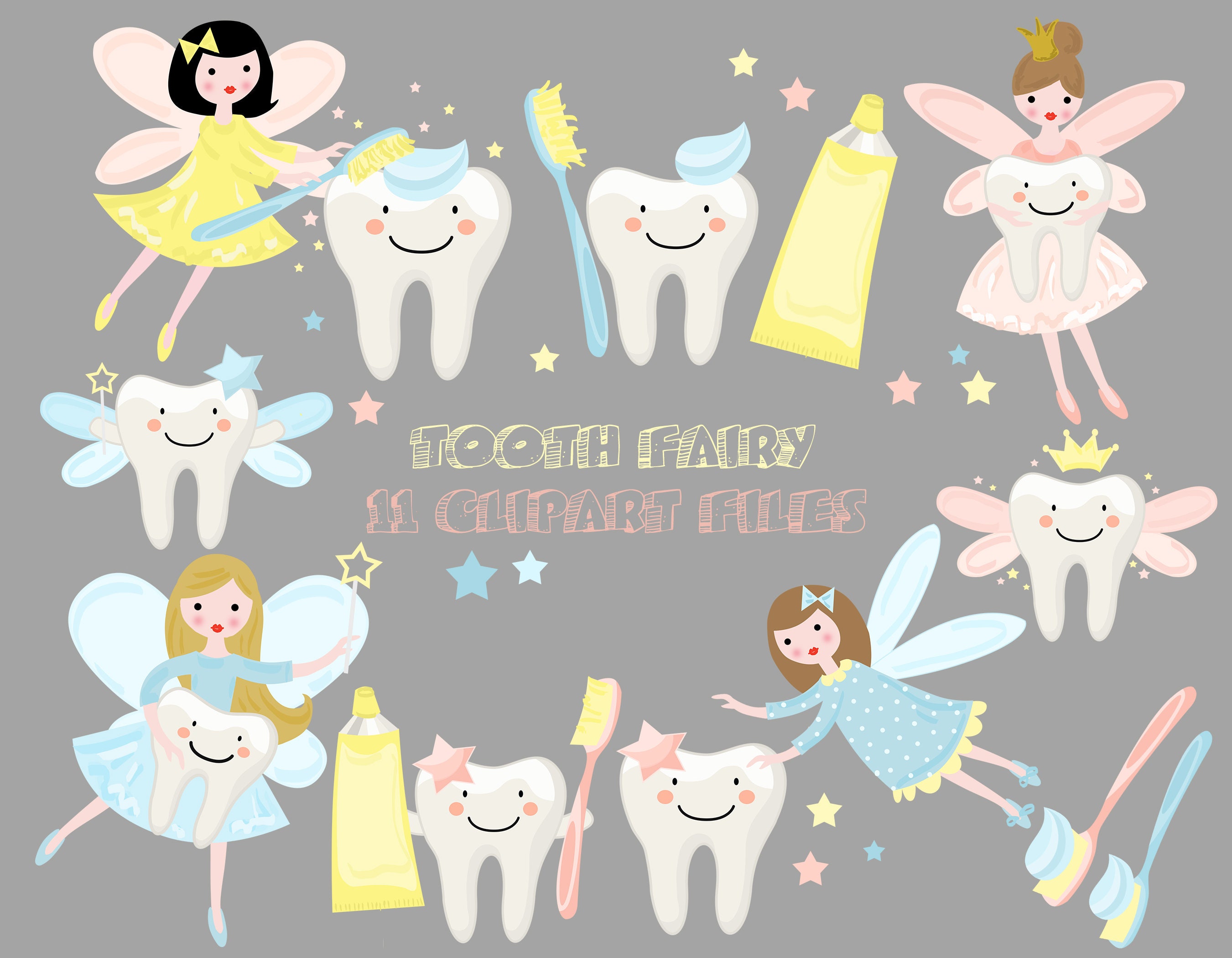 Tooth Fairy Clip Art Tooth Clipart Cute Fairy Character - Etsy Canada