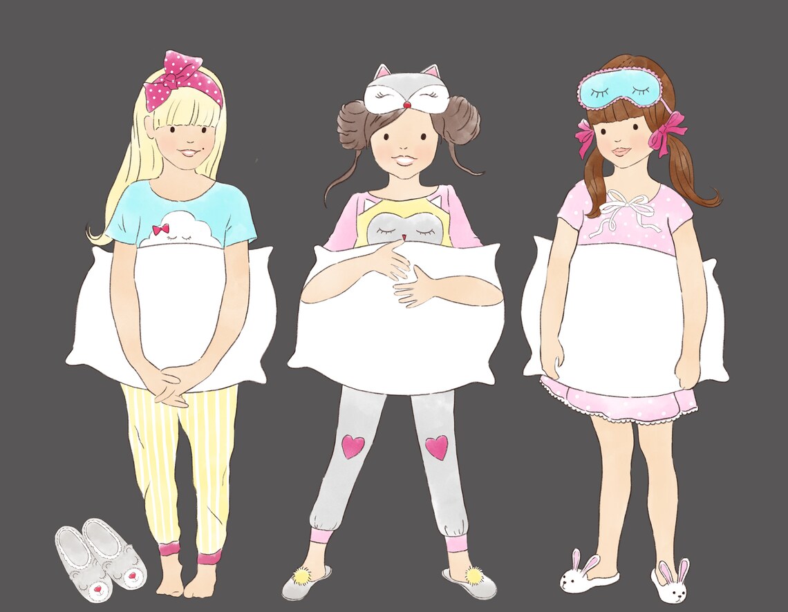 Slumber party watercolor clipart Sleepover Canopy Party | Etsy