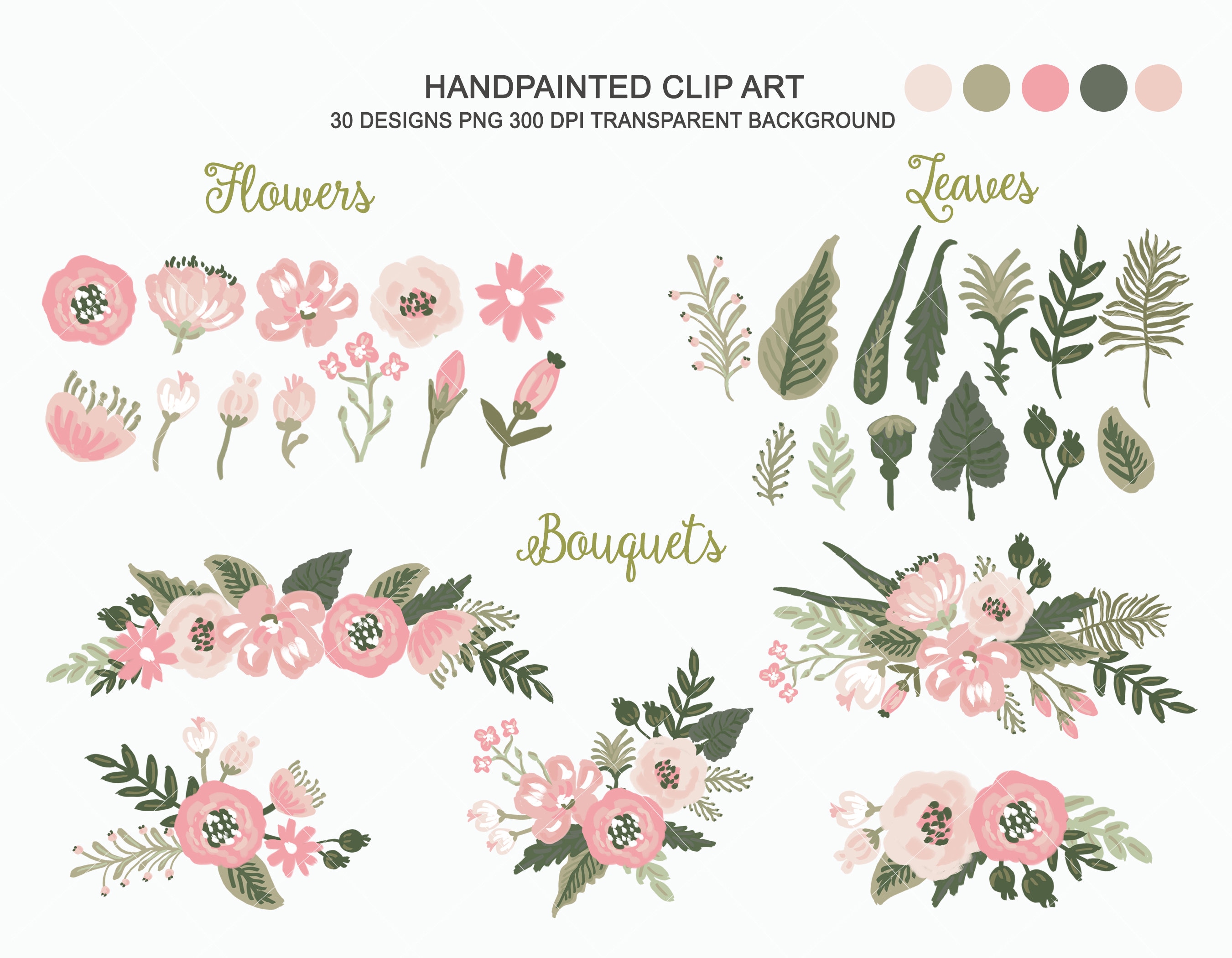 Light Pink Flowers Clip Art